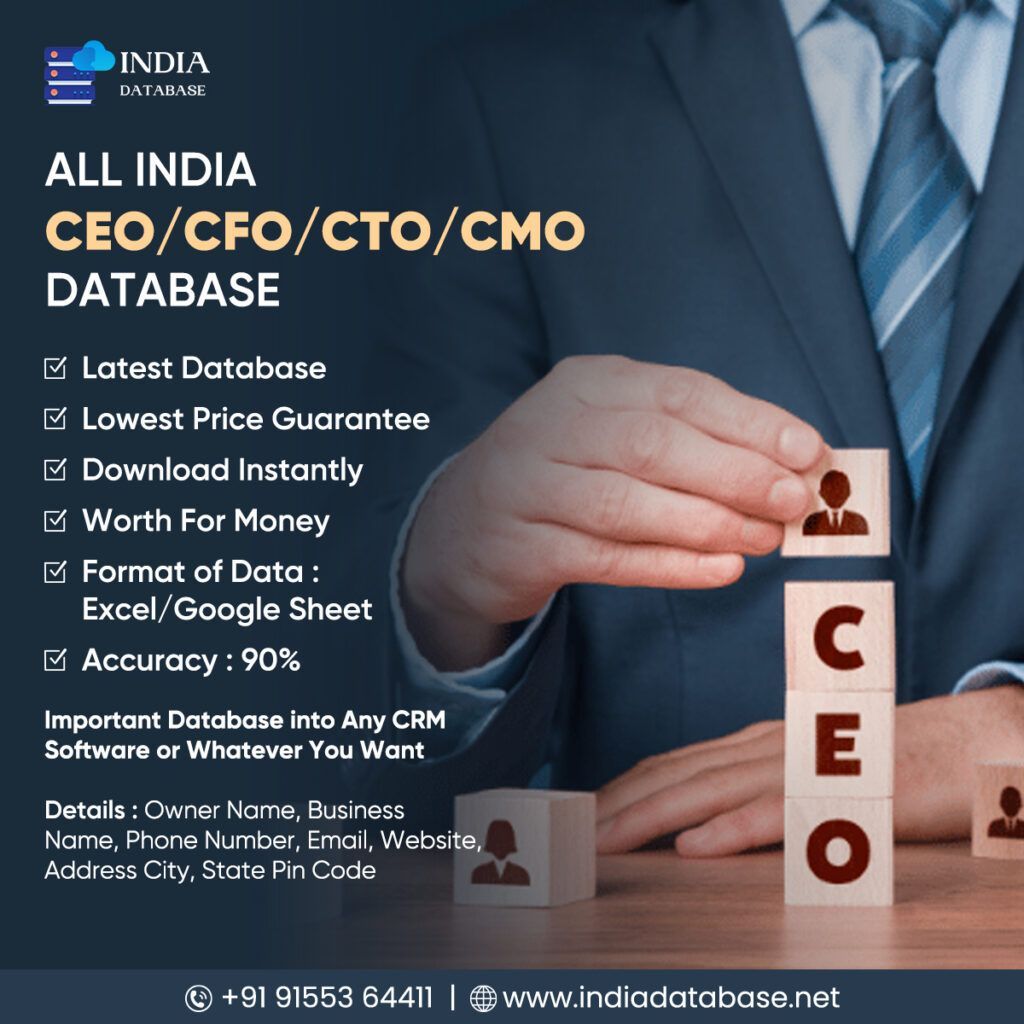 ALL India CEO/CFO/CTO/CMO Database ( 6 Lacs )